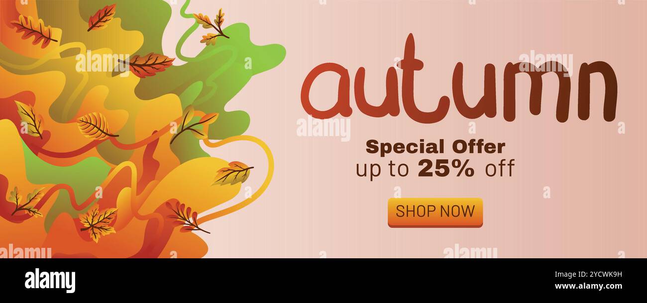 Elegant Autumn Discount Banner with Abstract Fluid Background and ...
