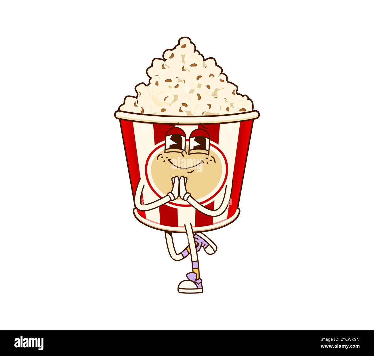 Groovy fast food popcorn bucket character. Fun and whimsical cartoon ...
