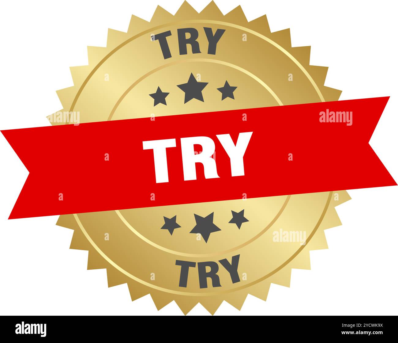 try round red and gold label isolated on transparent background. try ...