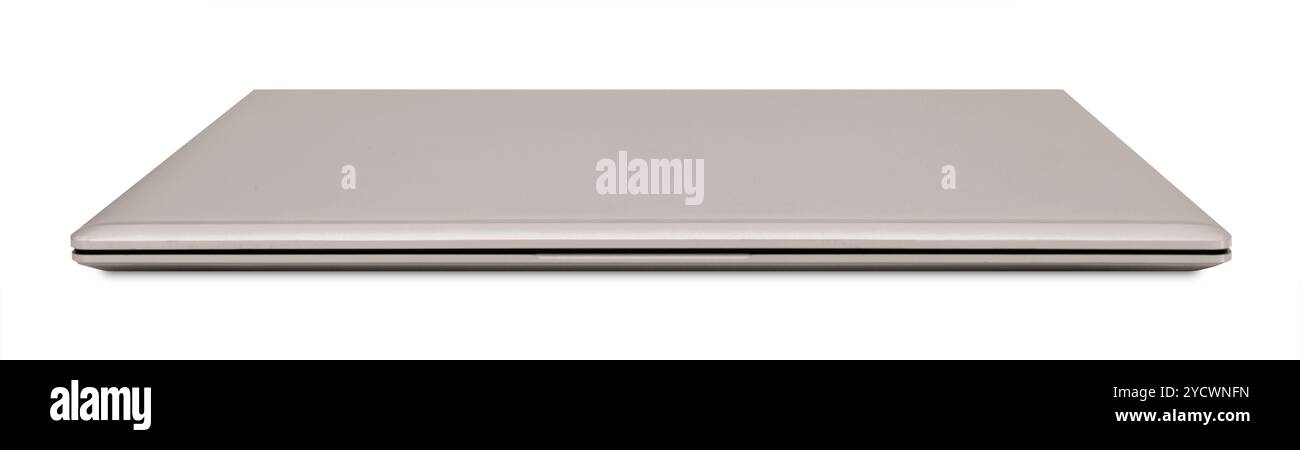 Modern light gray laptop with sleek design, isolated on white ...