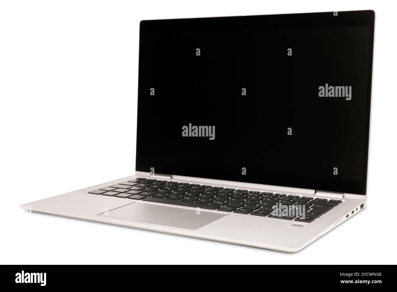 Modern light gray laptop with sleek design, isolated on white ...