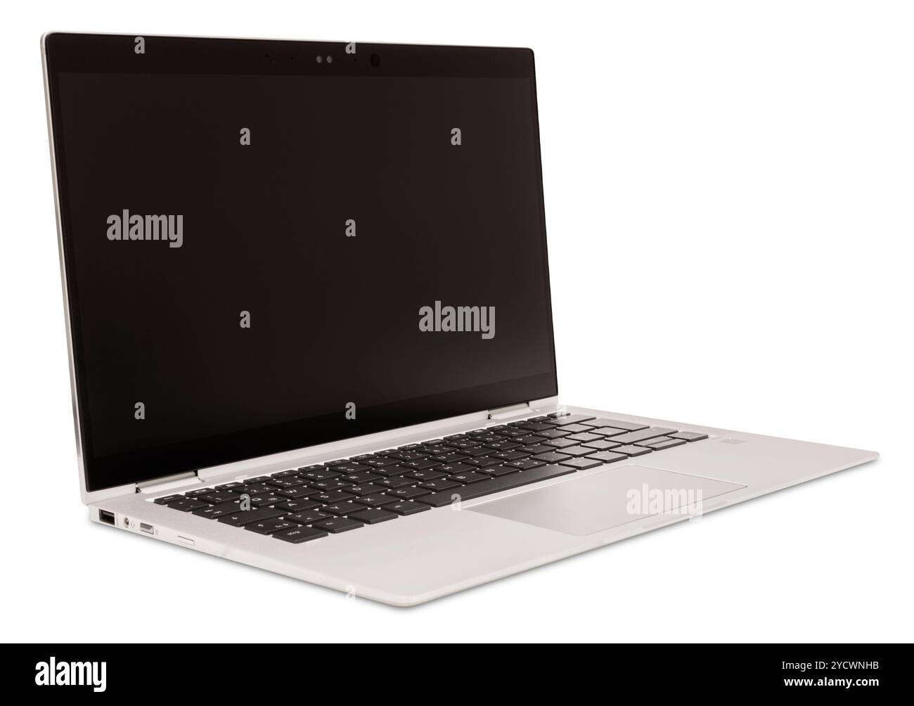 Modern light gray laptop with sleek design, isolated on white ...