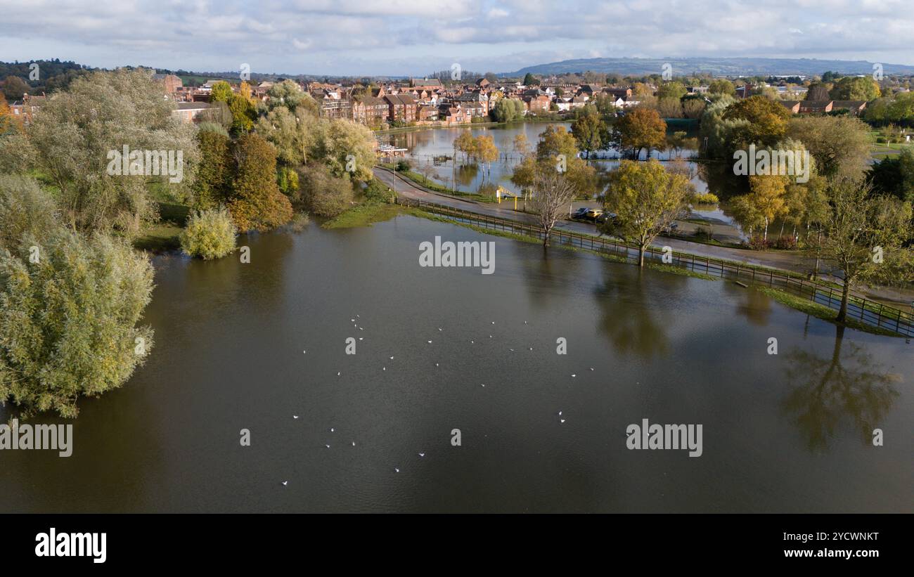 An aerial view showing receding flood waters in Tewkesbury ...