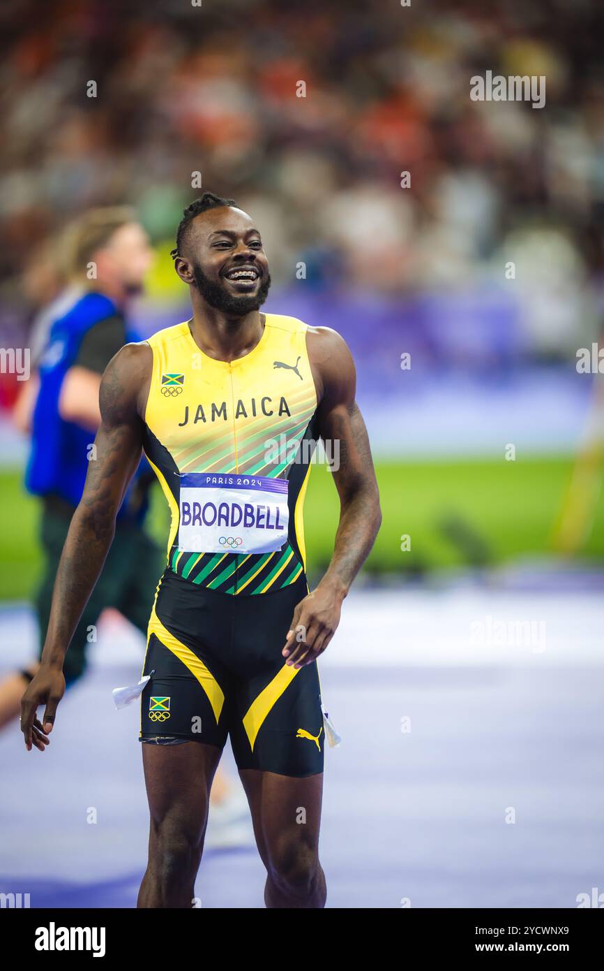 Rasheed Broadbell participating in the 110 meters hurdles at the Paris ...