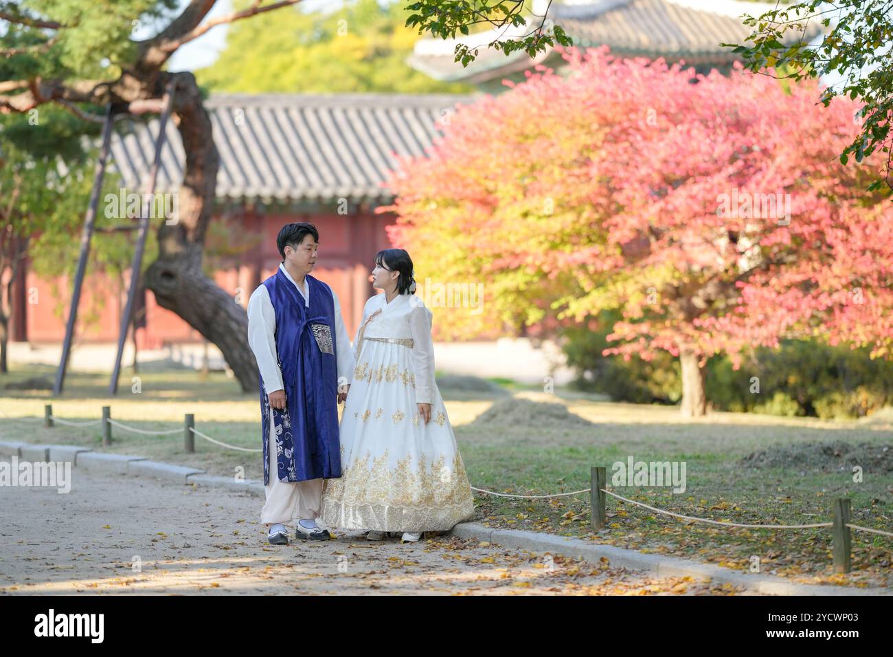 A Korean couple in their 30s and a woman in their 20s are happily ...