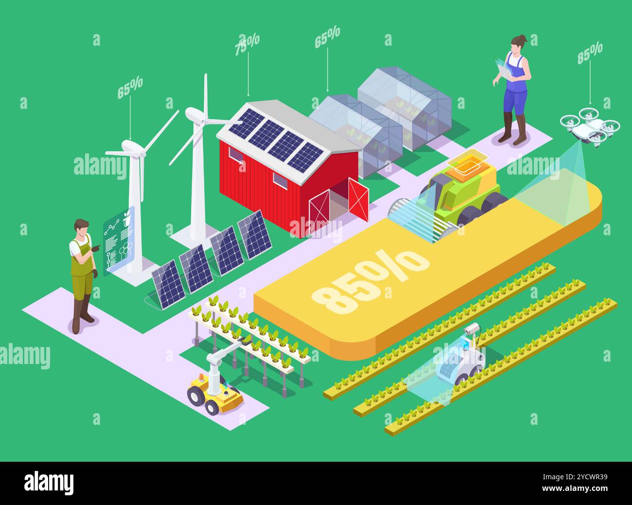 Smart farm with solar panel renewable energy sources Stock Vector Image ...