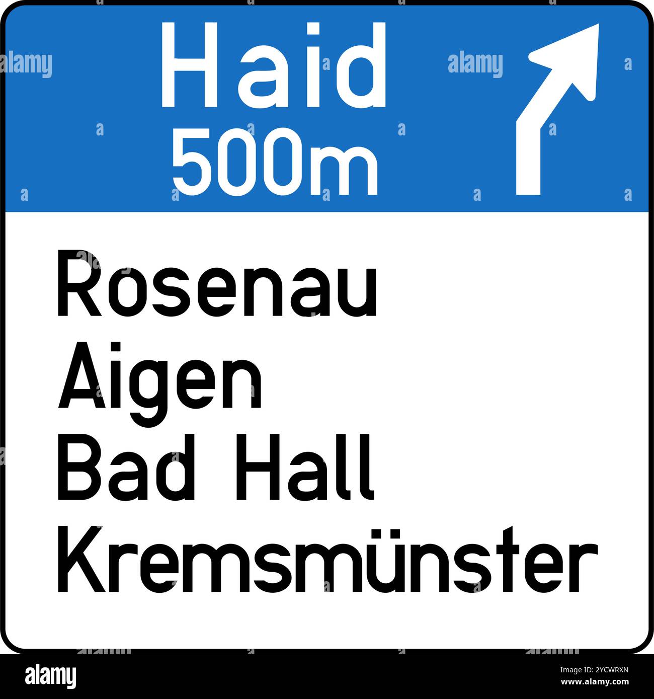 Direction sign for an upcoming Motorway or Motorroad exit ...