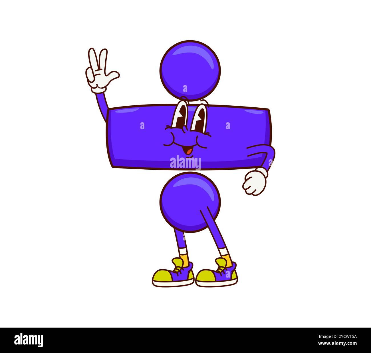 Cartoon division math sign groovy character. Isolated cute and funny ...