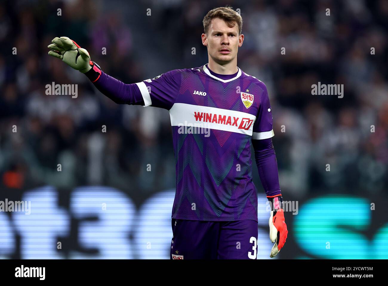 Alexander Nubel of VfB Stuttgart looks on during the Uefa Champions ...