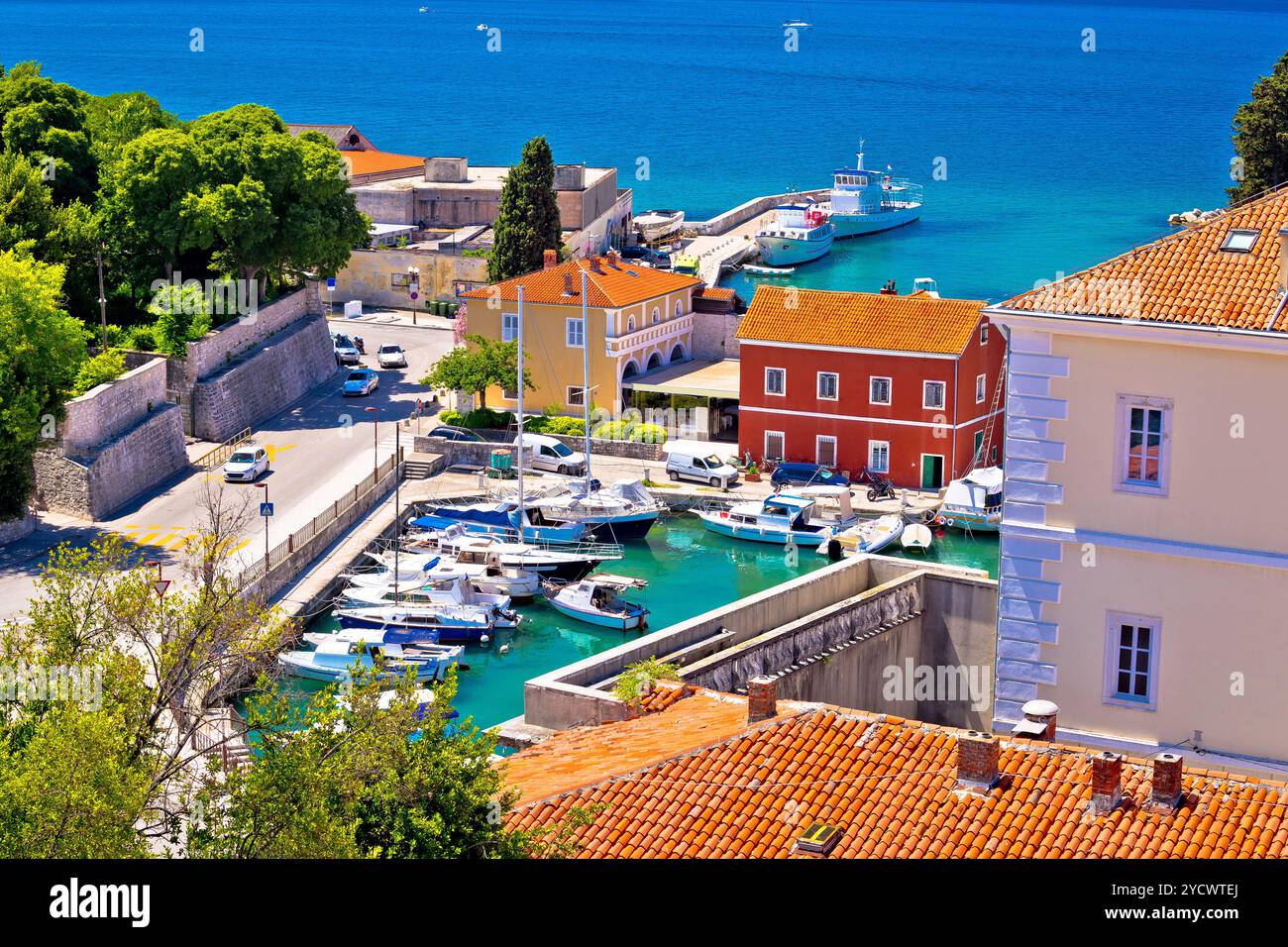 Famous Fosa harbor in Zadar aerial view Stock Photo - Alamy