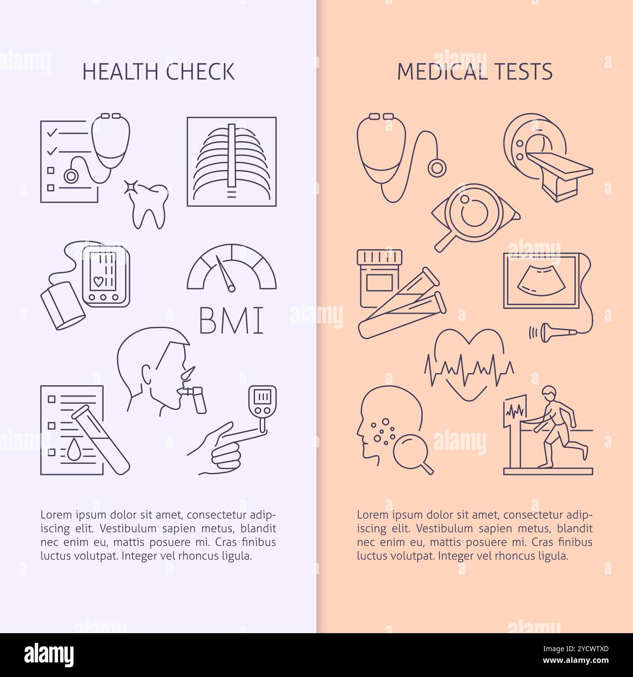 Health check and medical tests banner template with place for text ...