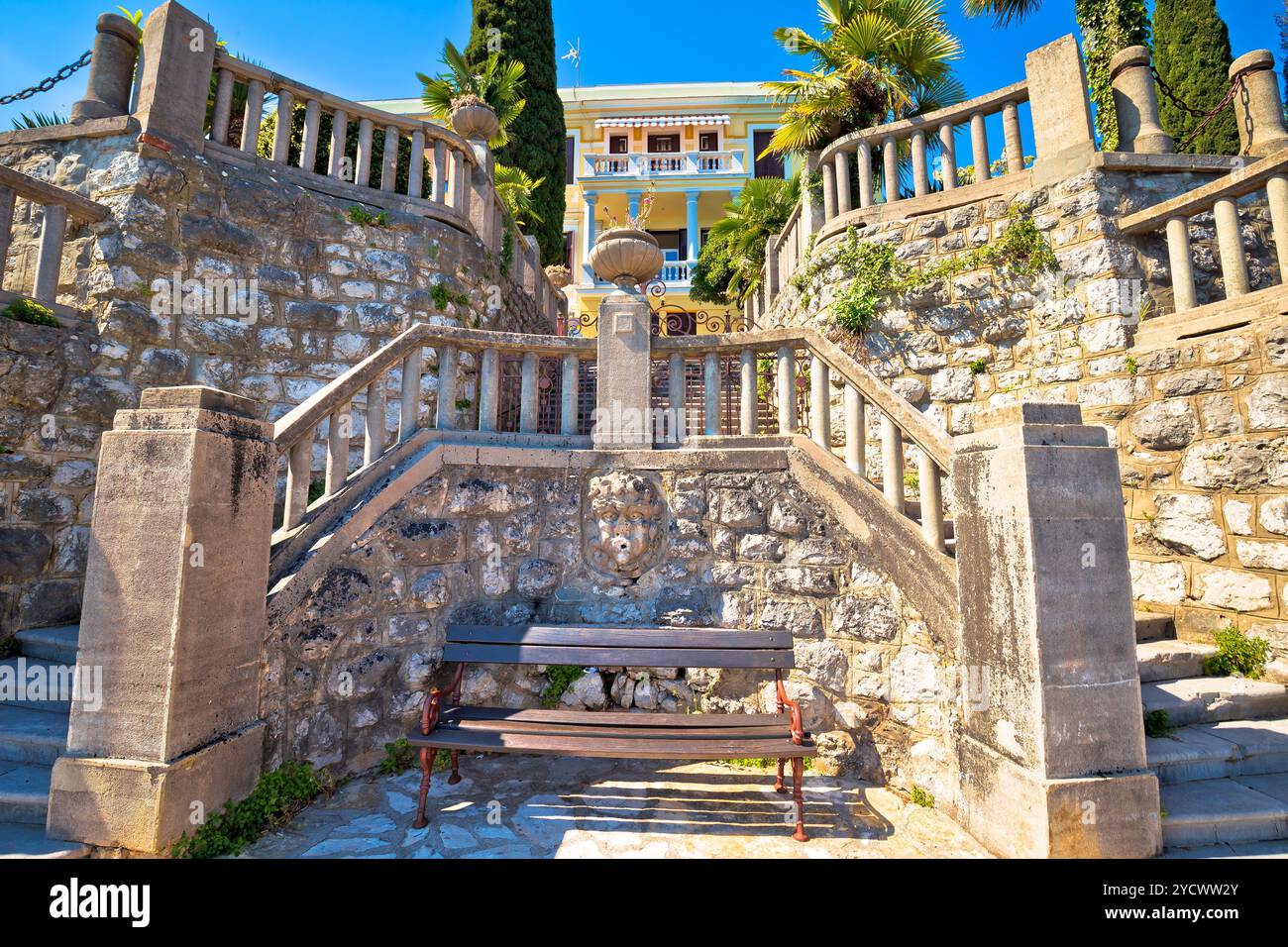Architectural detail on Lungomare coast famous walkway in Opatija Stock ...