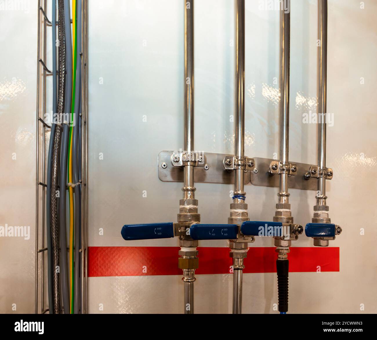 pipework flush mounted, with ball valve and stainless steel pipes with ...