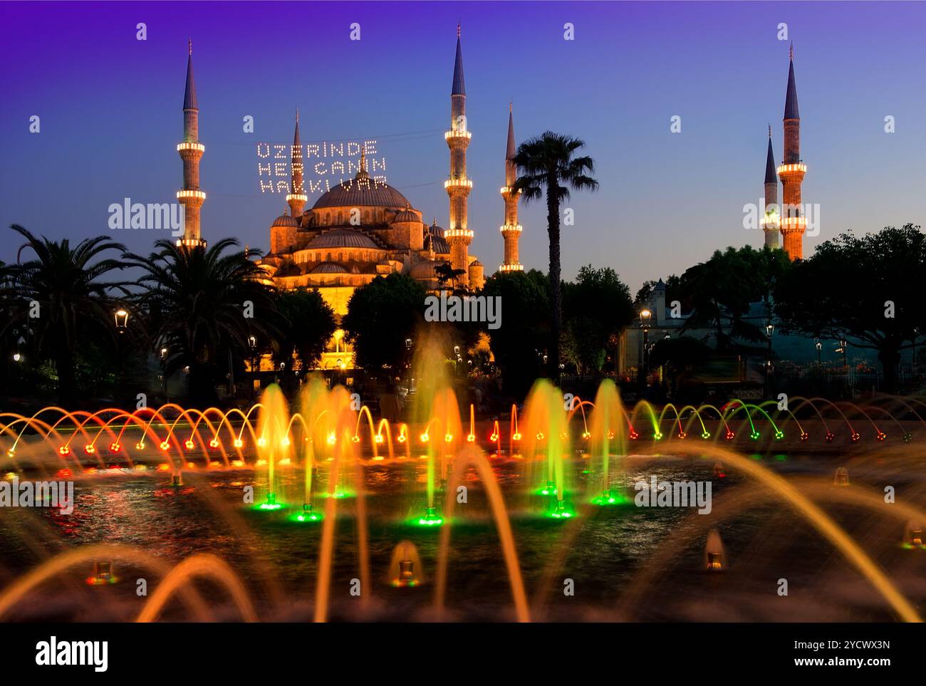 Blue mosque illuminated fountain hi-res stock photography and images ...