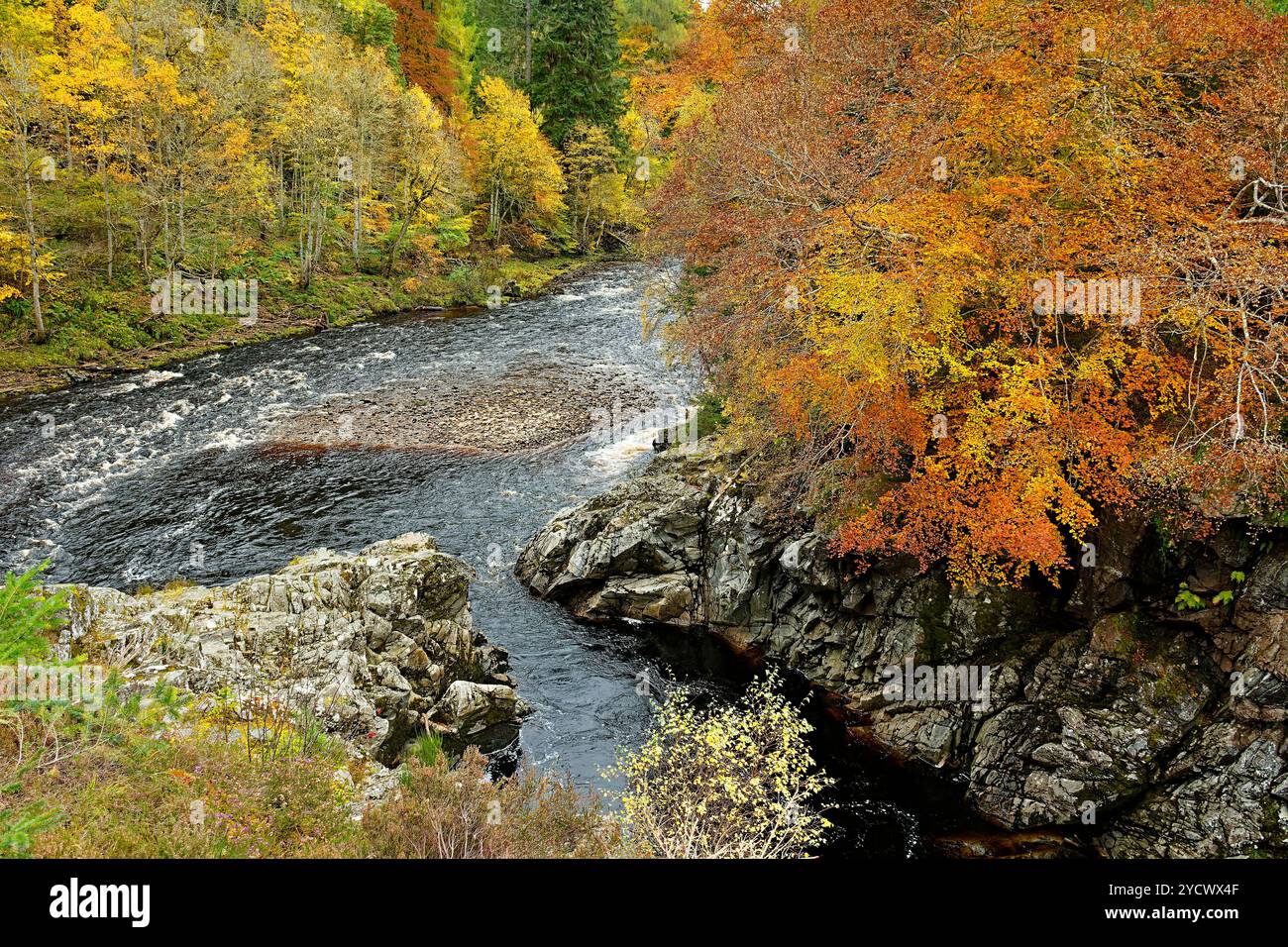 Logie Steading Forres Scotland the River Findhorn flowing between two ...
