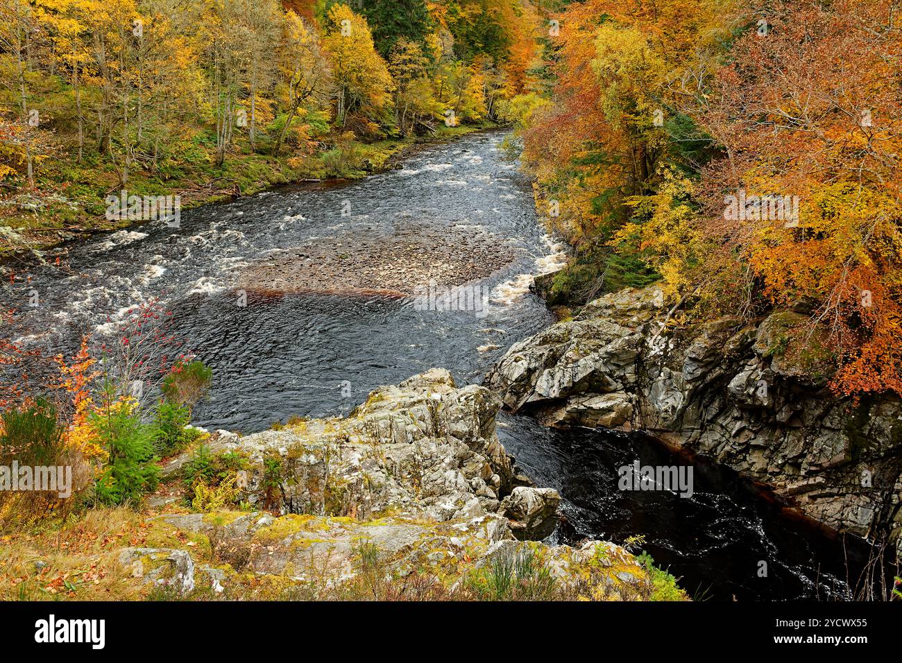 Logie Steading Forres Scotland the River Findhorn in autumn flowing ...