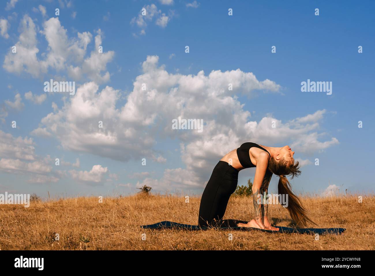 Beautiful girl doing workout outdoors hi-res stock photography and ...