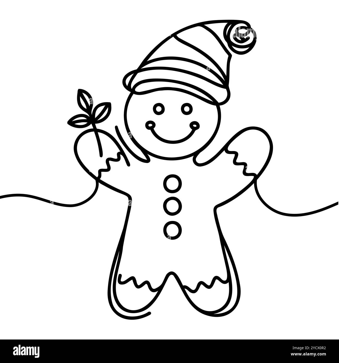 Continuous line drawing of Gingerbread cookie christmas. Vector ...