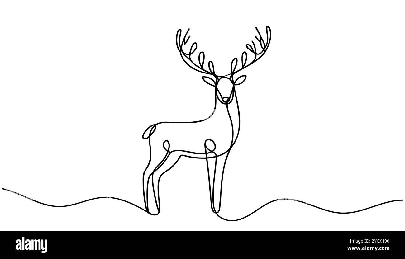 Continuous one line drawing of deer. Impala logo. Vector illustration ...