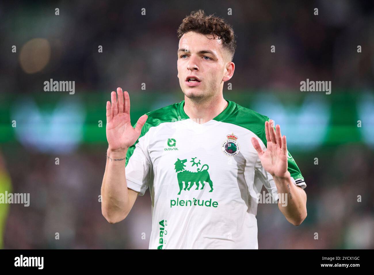 Inigo Vicente of Real Racing Club reacts during the LaLiga Hypermotion ...