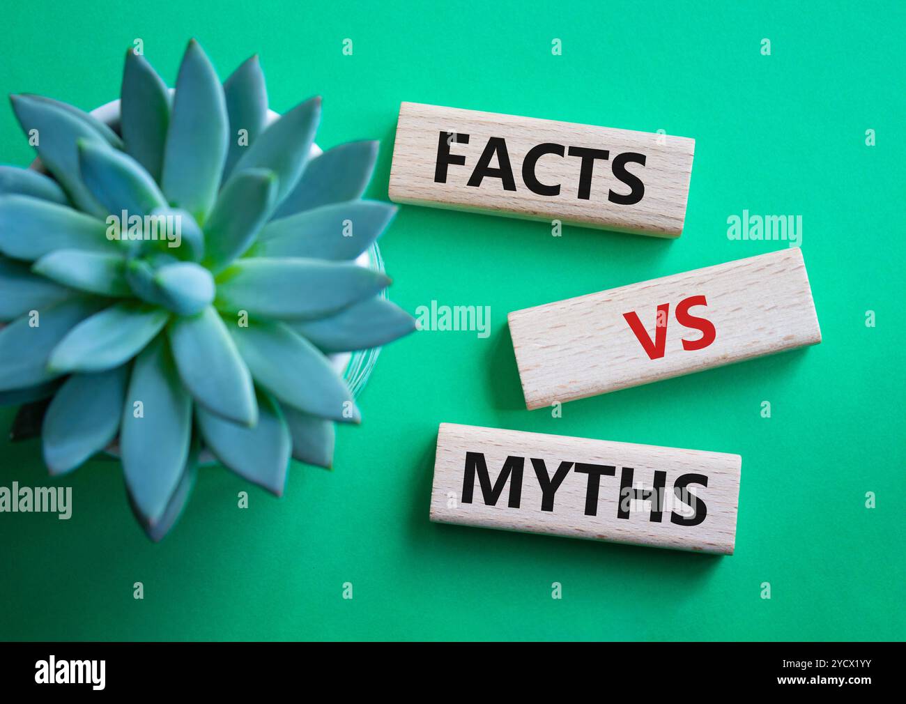 Facts vs Myths symbol. Wooden blocks with words Facts vs Myths ...