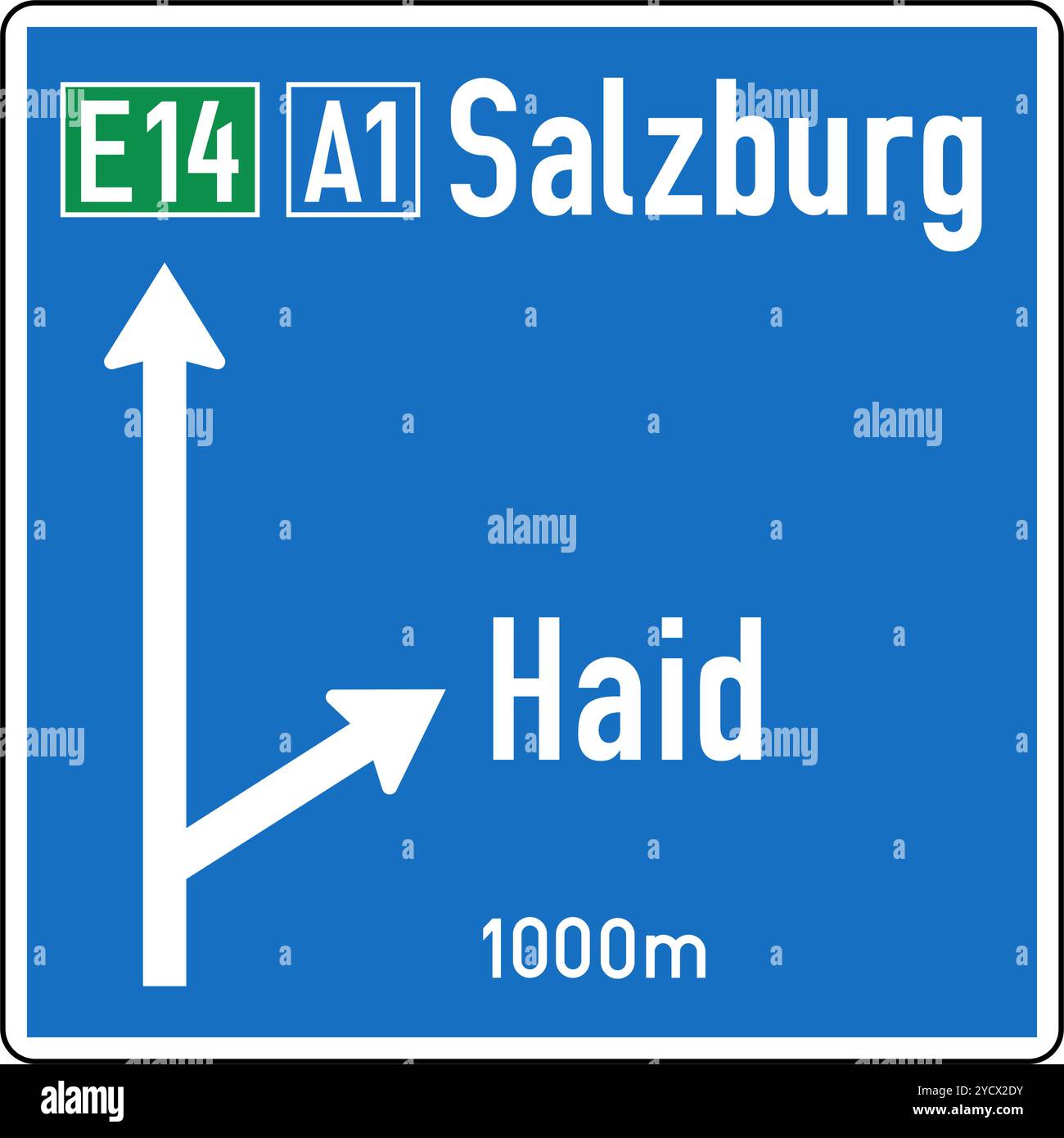 Direction sign for an upcoming Motorway or Motorroad exit ...
