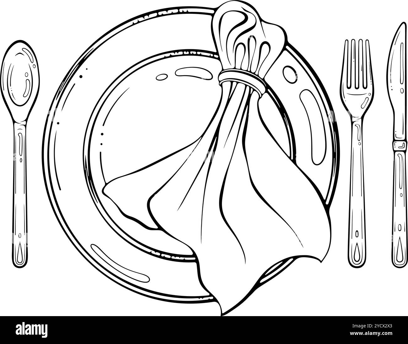 Black napkin with fork and knife Stock Vector Images - Alamy