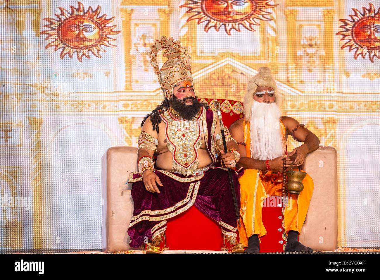 Portrait of the indian artists playing characters of hindu holy book ...