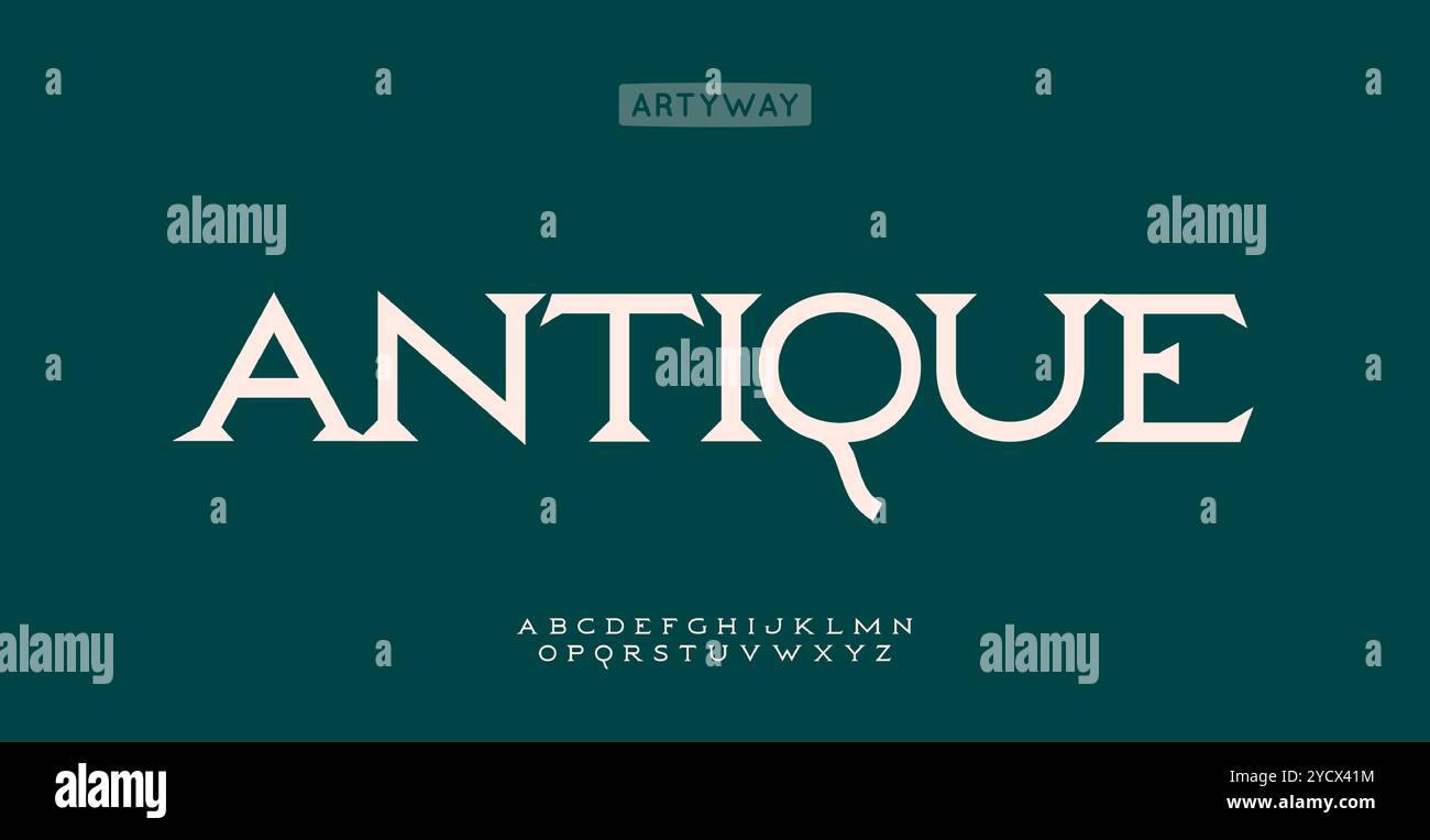 Classic vintage serif font, elegant refined letters with sharp edges ...