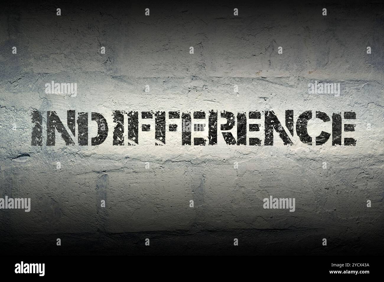 Indifference stencil print on the grunge white brick wall Stock Photo ...