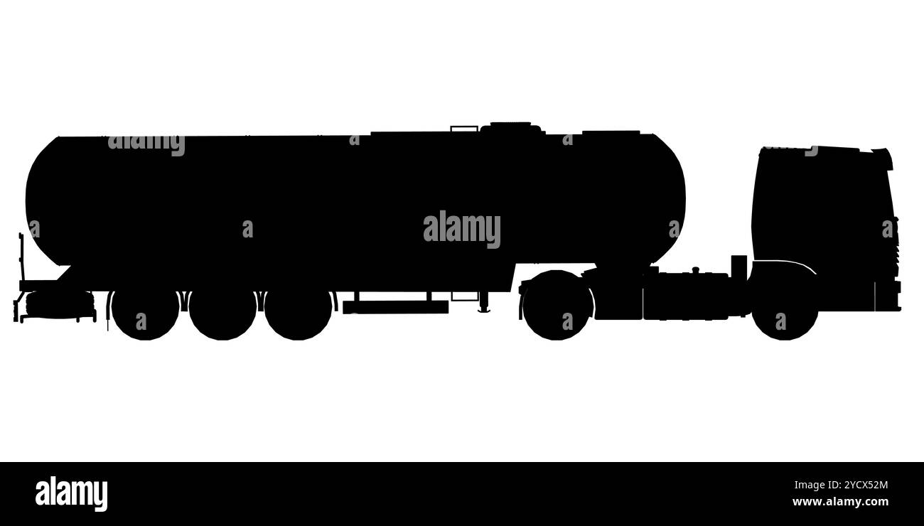 Silhouette of a truck with a tanker isolated on a white background ...