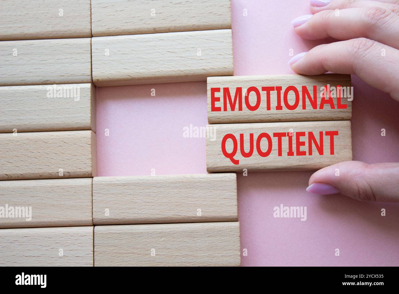 Emotional Quotient Symbol Wooden Blocks With Words Emotional Quotient