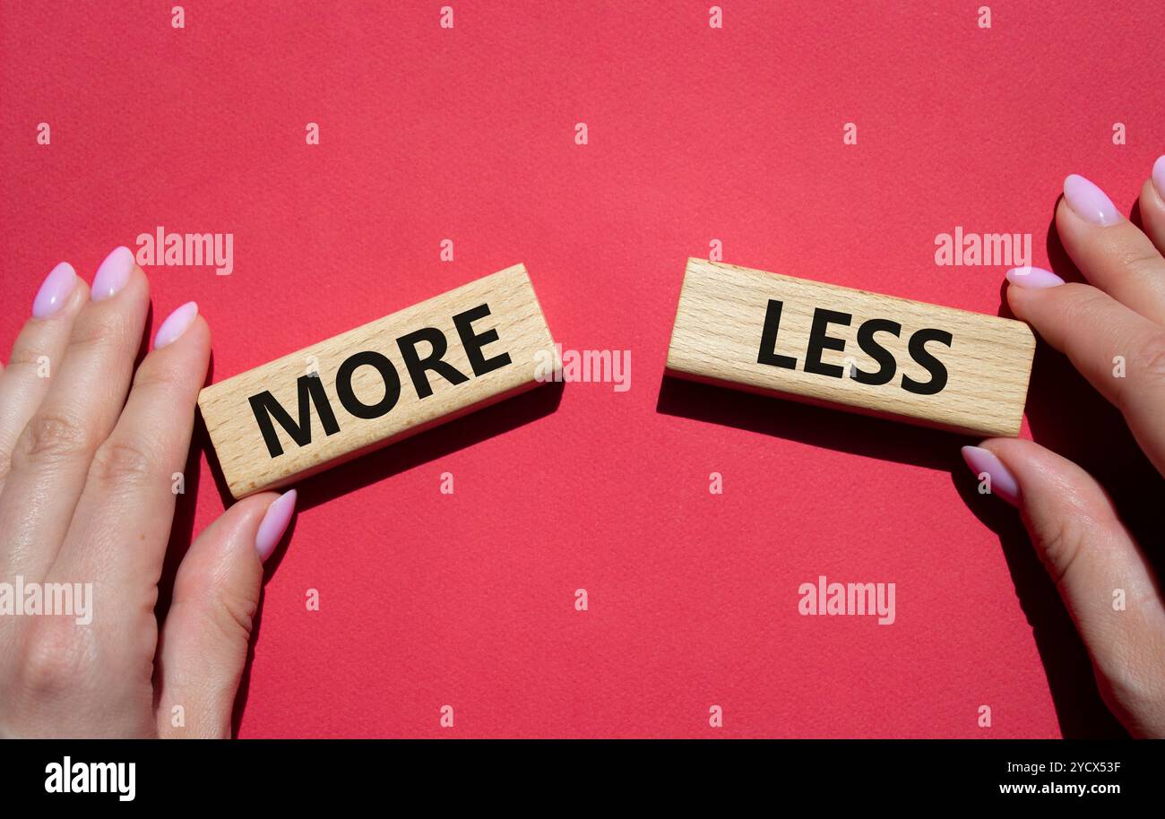 More or Less symbol. Concept word More or Less on wooden blocks ...