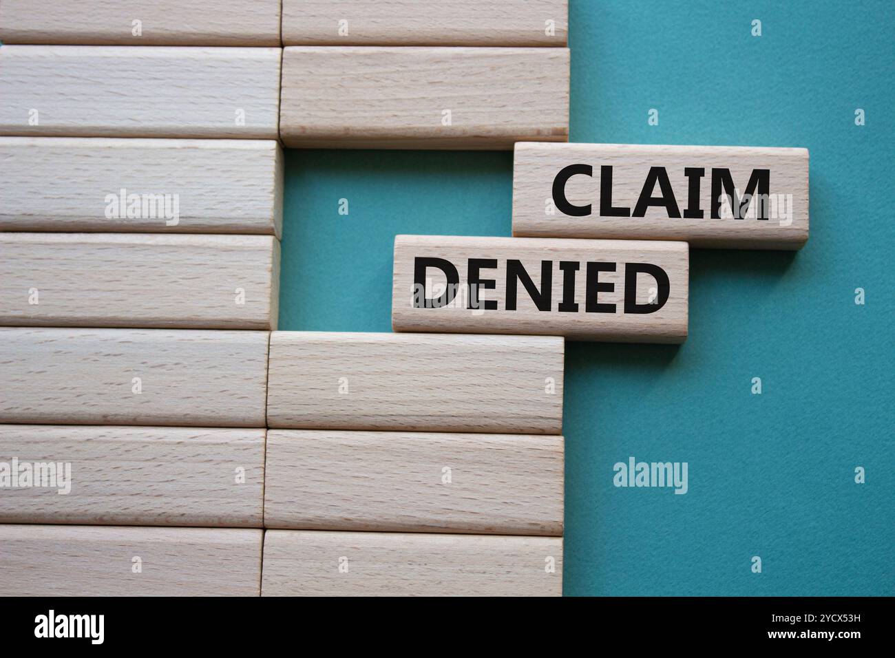 Claim denied symbol. Wooden blocks with words Claim denied. Beautiful ...