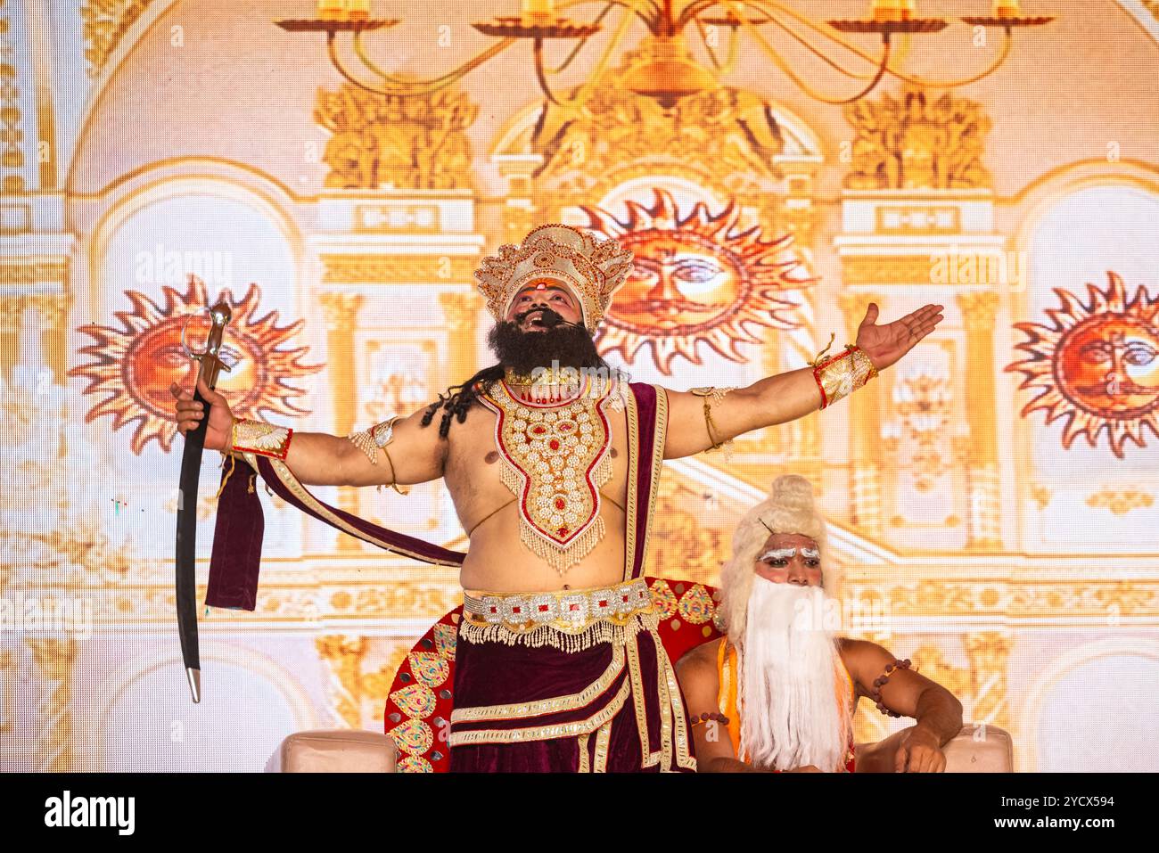 Portrait of the indian artists playing characters of hindu holy book ...