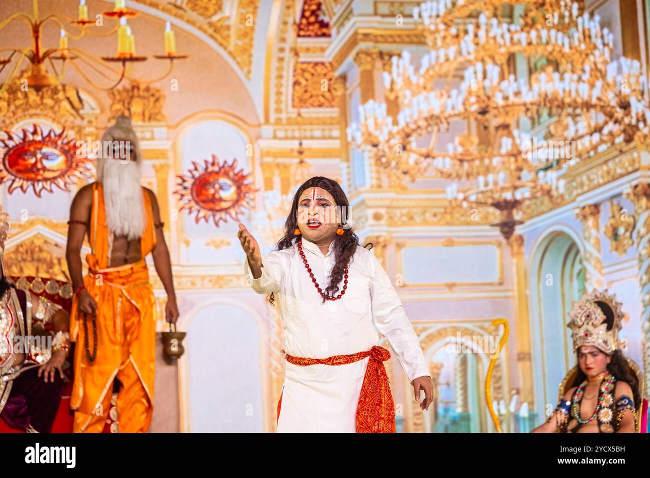 Portrait of the indian artists playing characters of hindu holy book ...