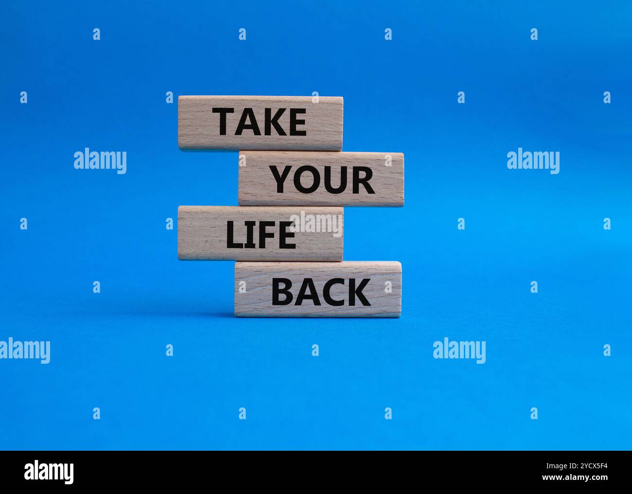 Learn To React Less Symbol Wooden Blocks With Words Learn To React Less Beautiful Blue