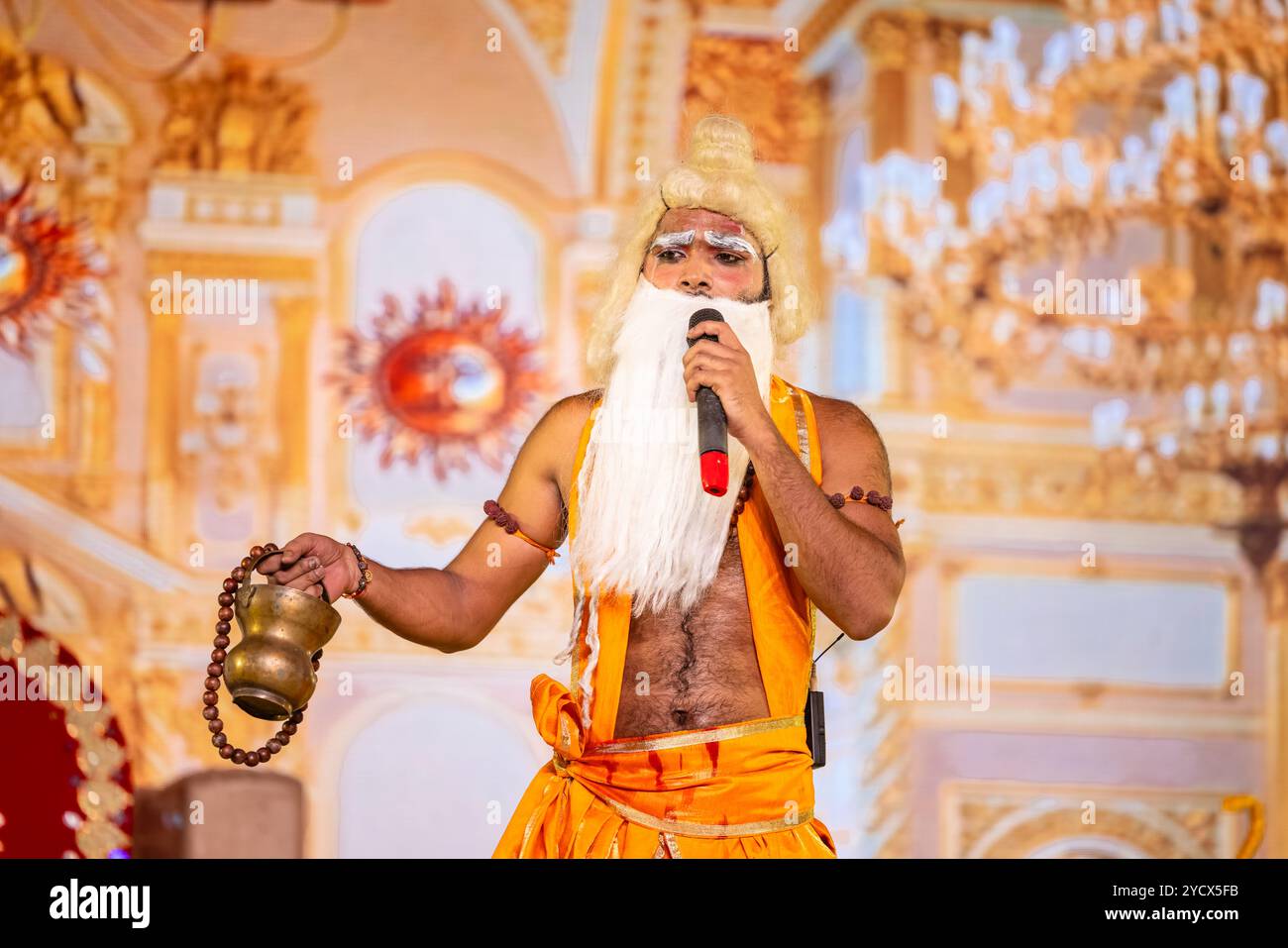 Portrait of the indian artists playing characters of hindu holy book ...