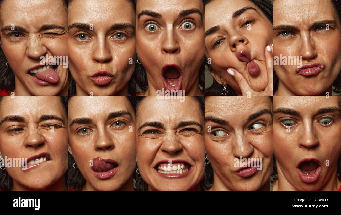 Young woman showing various expressions hi-res stock photography and ...