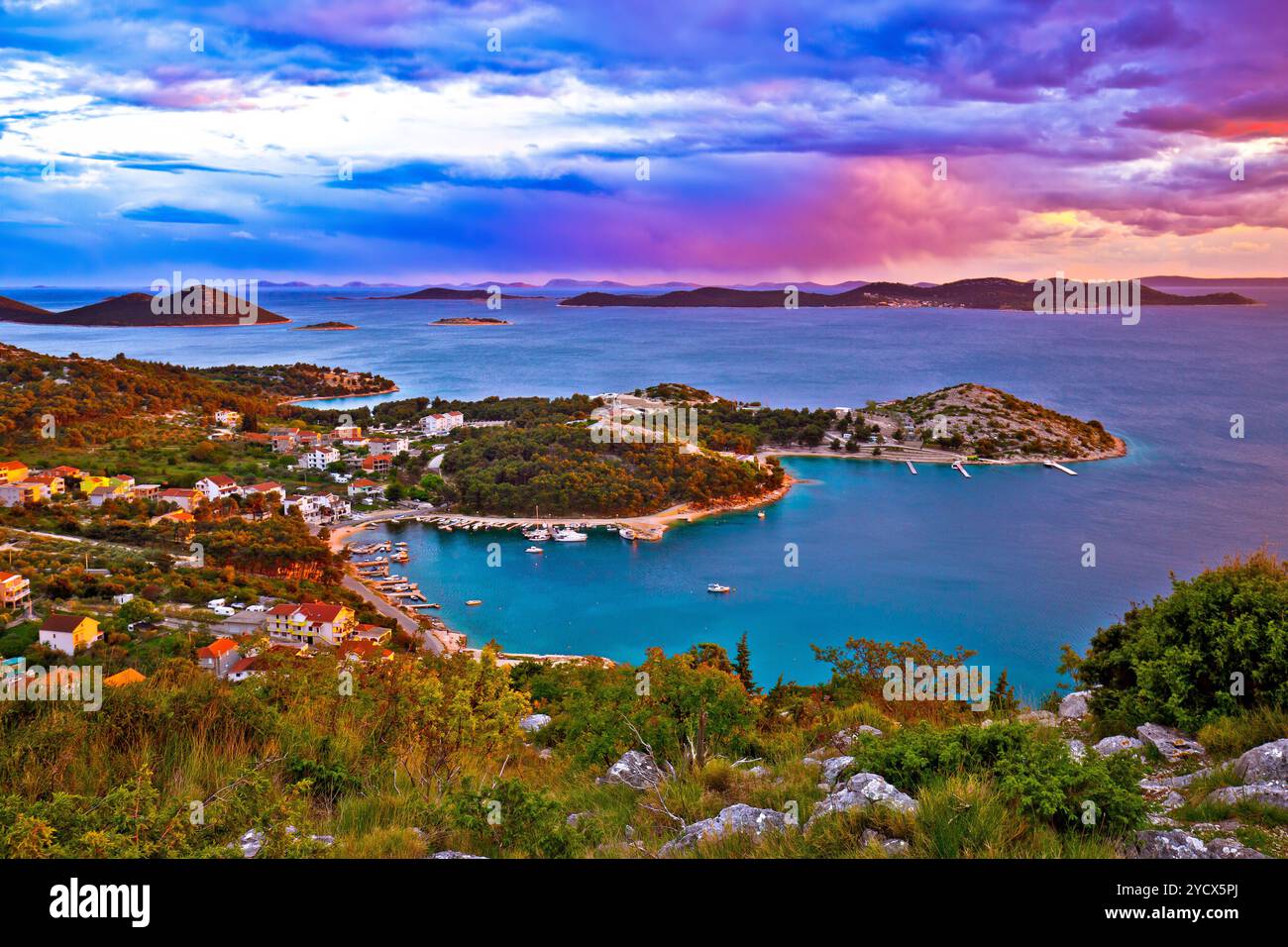 Kornati islands national park archipelago at dramatic sundown view from ...