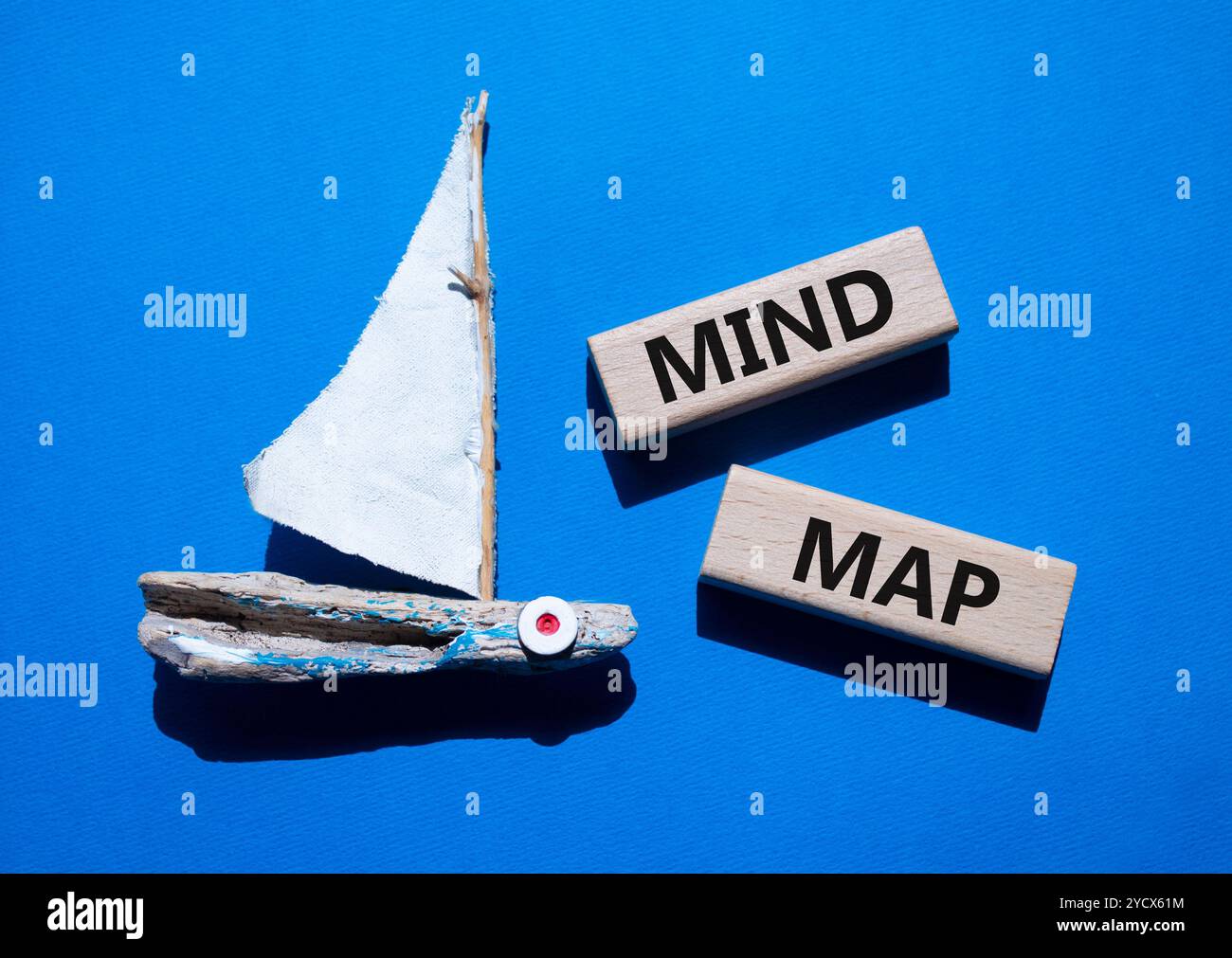 Mind Map symbol. Concept word Mind Map on wooden blocks. Beautiful blue ...