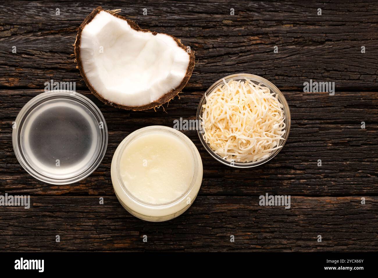 Organic coconut oil and water - Cocos nucifera Stock Photo - Alamy