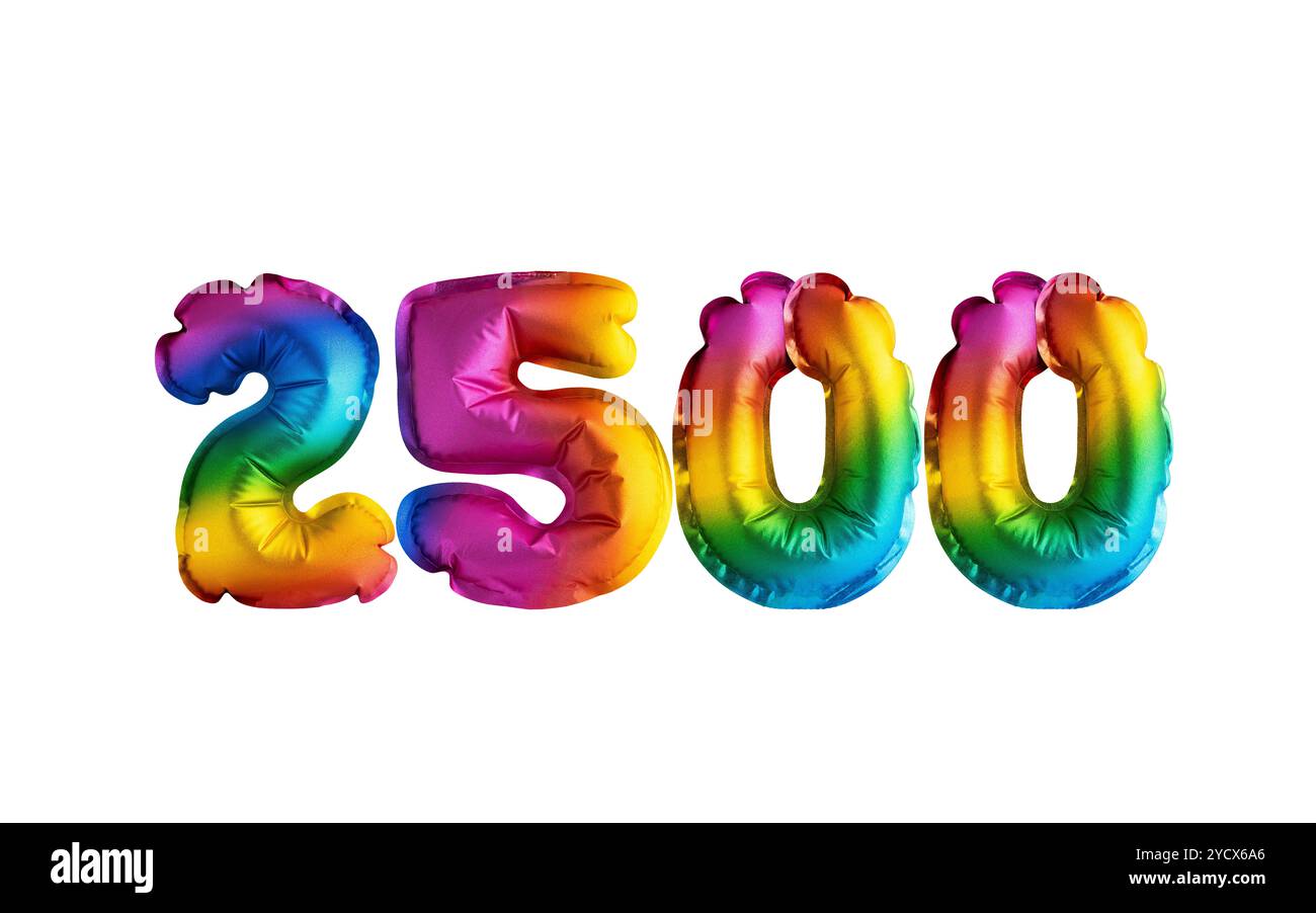 Multicolor balloon number 2500 anniversary. Happy birthday ...