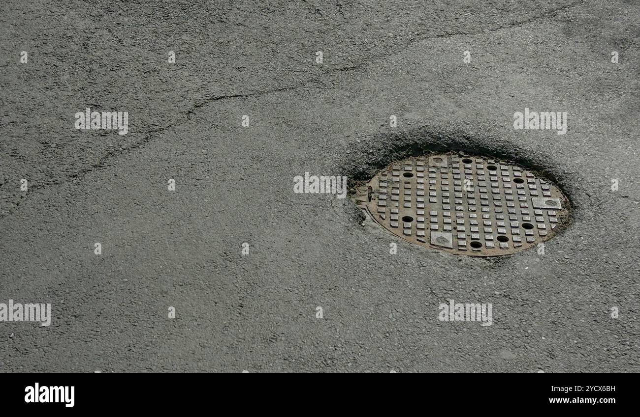 Manhole for collecting rainwater on the road.mobile photo Stock Photo ...