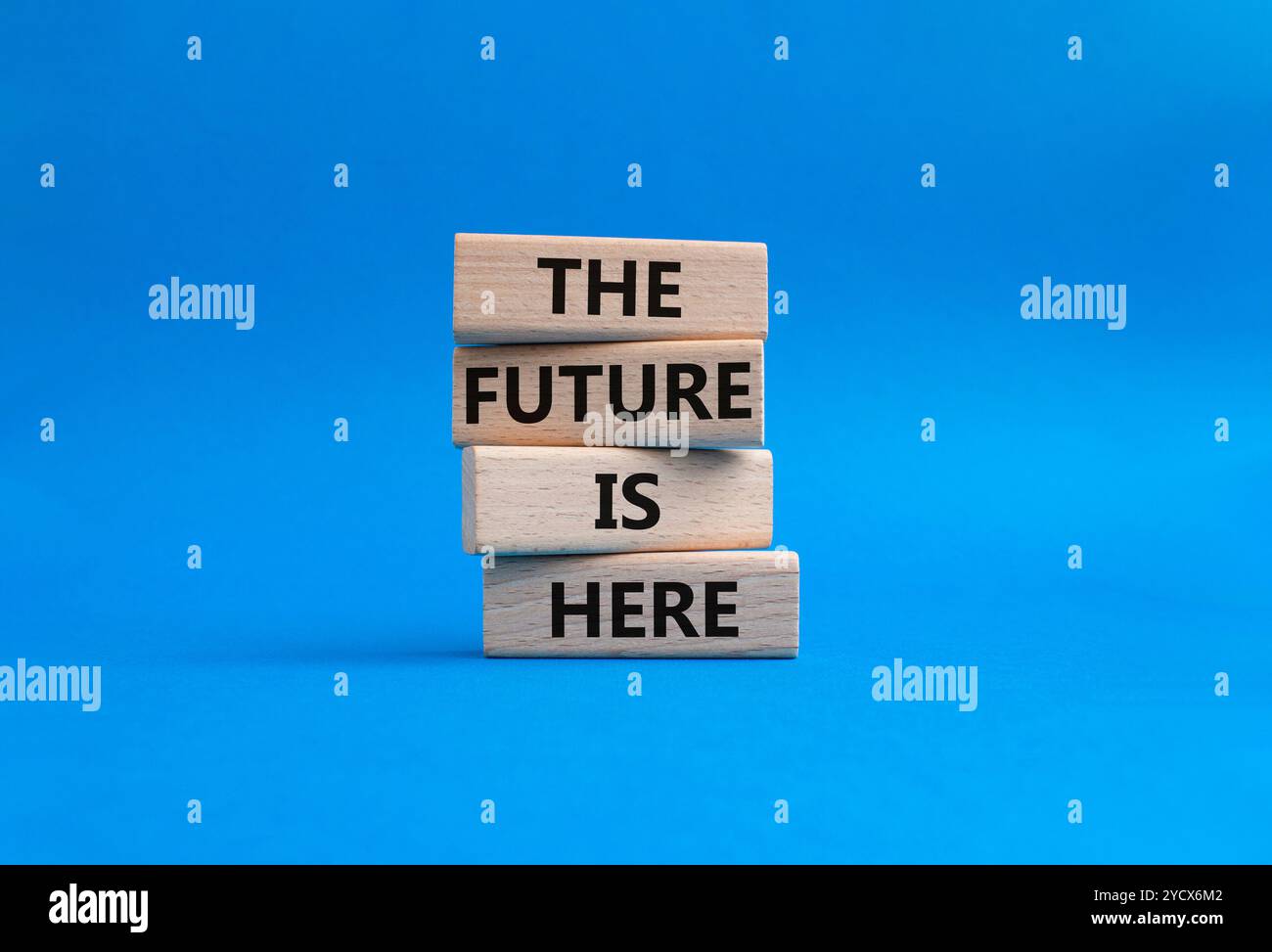 The future is here symbol. Concept words The future is here on wooden ...