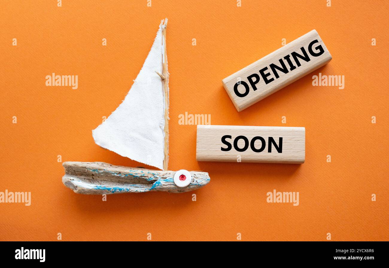 Opening soon symbol. Concept word Opening soon on wooden blocks ...