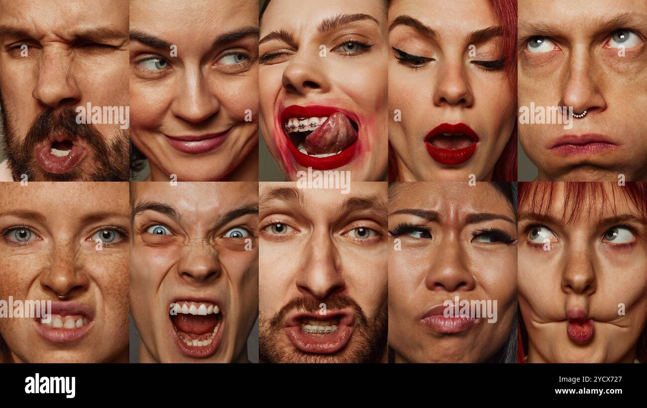 Lively and dynamic collage with different people, men and women ...