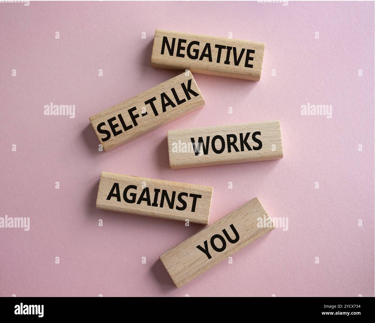 Negative self-talk works against you symbol. Concept words Negative ...