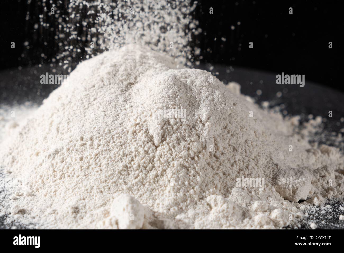 Texture of Natural Organic Whole Wheat Flour on Black Background Stock ...