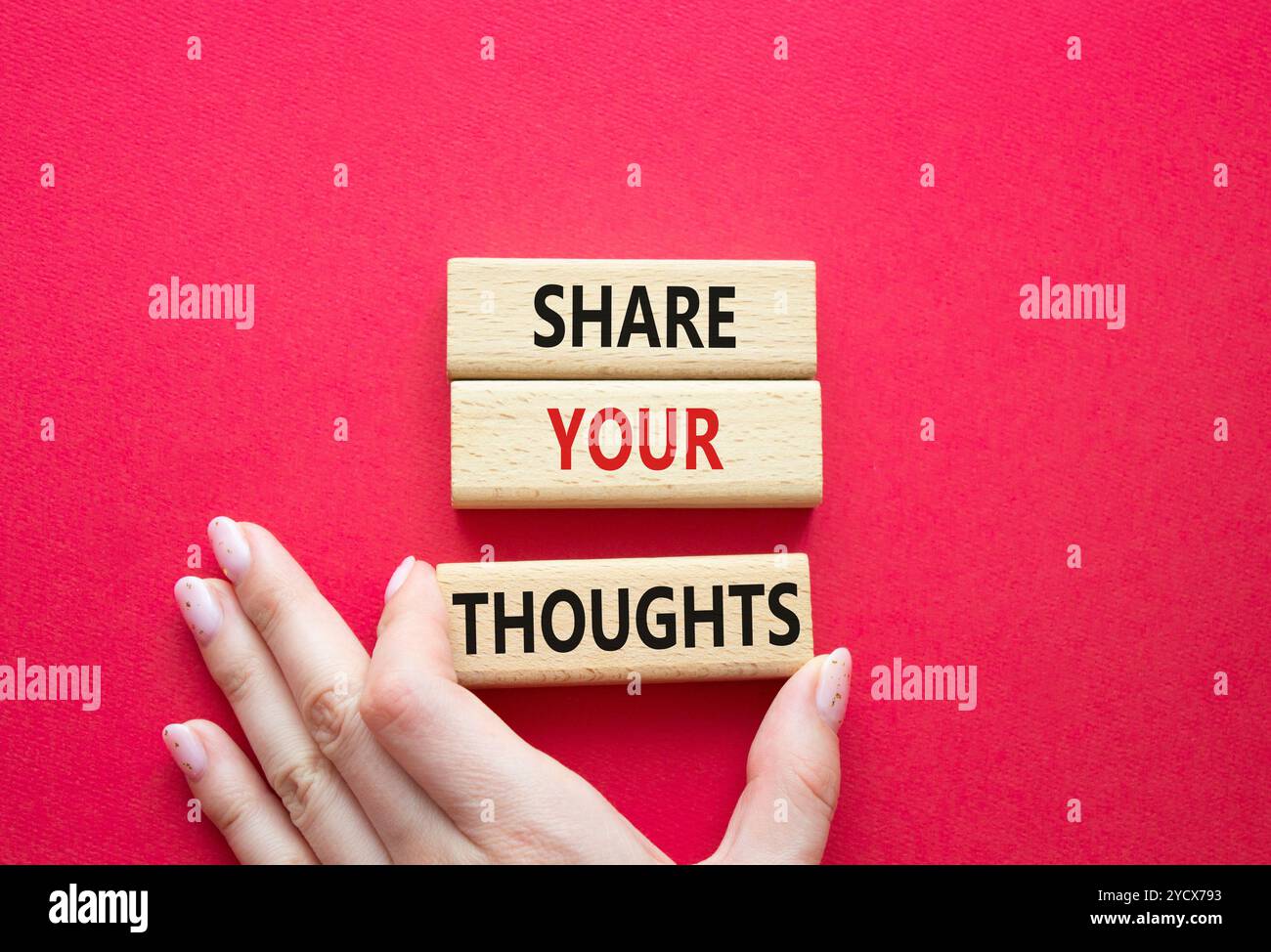 Share your Thoughts symbol. Concept words Share your Thoughts on wooden ...